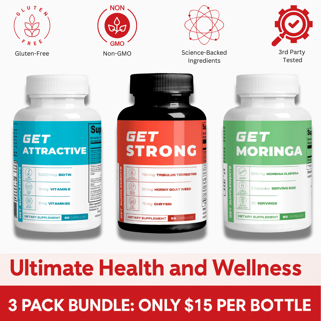 GET Supplements Health Bundle - GET ATTRACTIVE, STRONG AND MORINGA Reg – get supplements